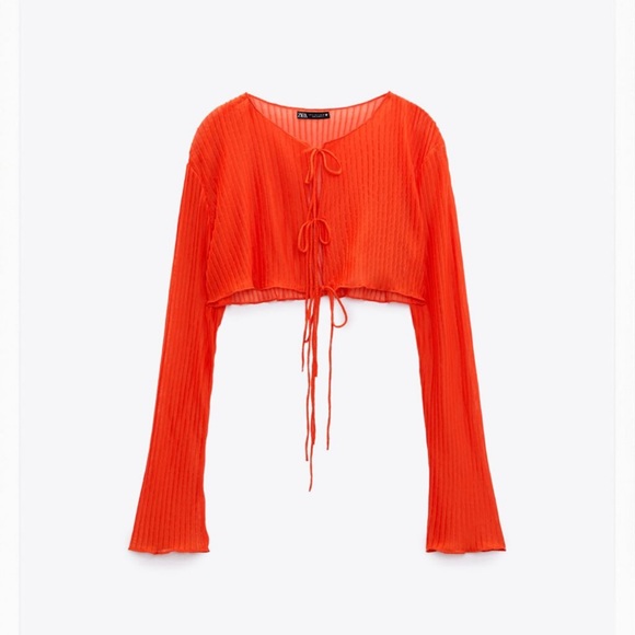 Zara | Tops | Zara Red Double Bow Sheer Cropped Jacket | Poshmark